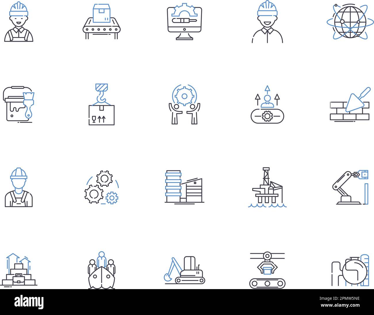 Industrial outline icons collection. Industry, production ...