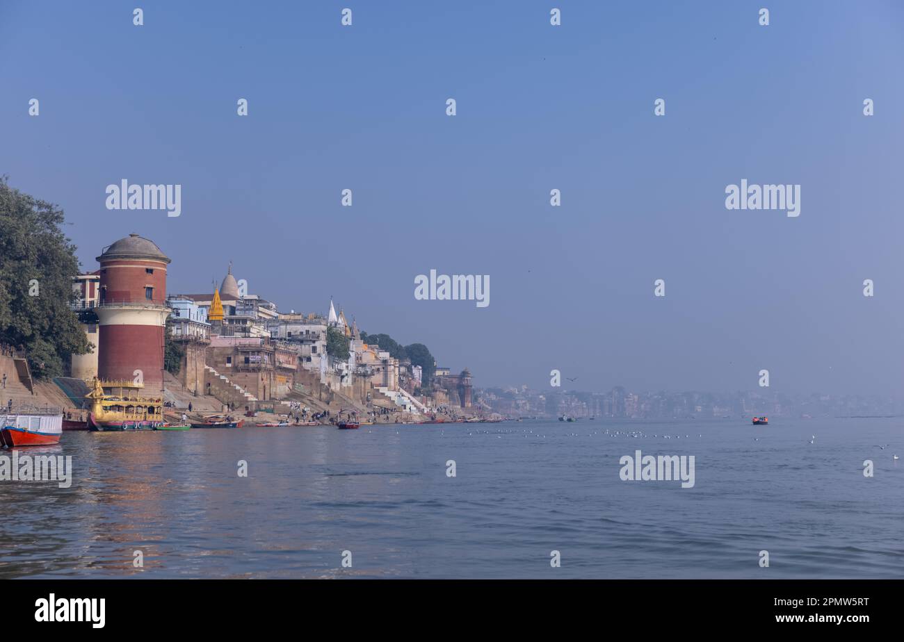 Architecture of ancient building, Historic Varanasi city with ancient ...