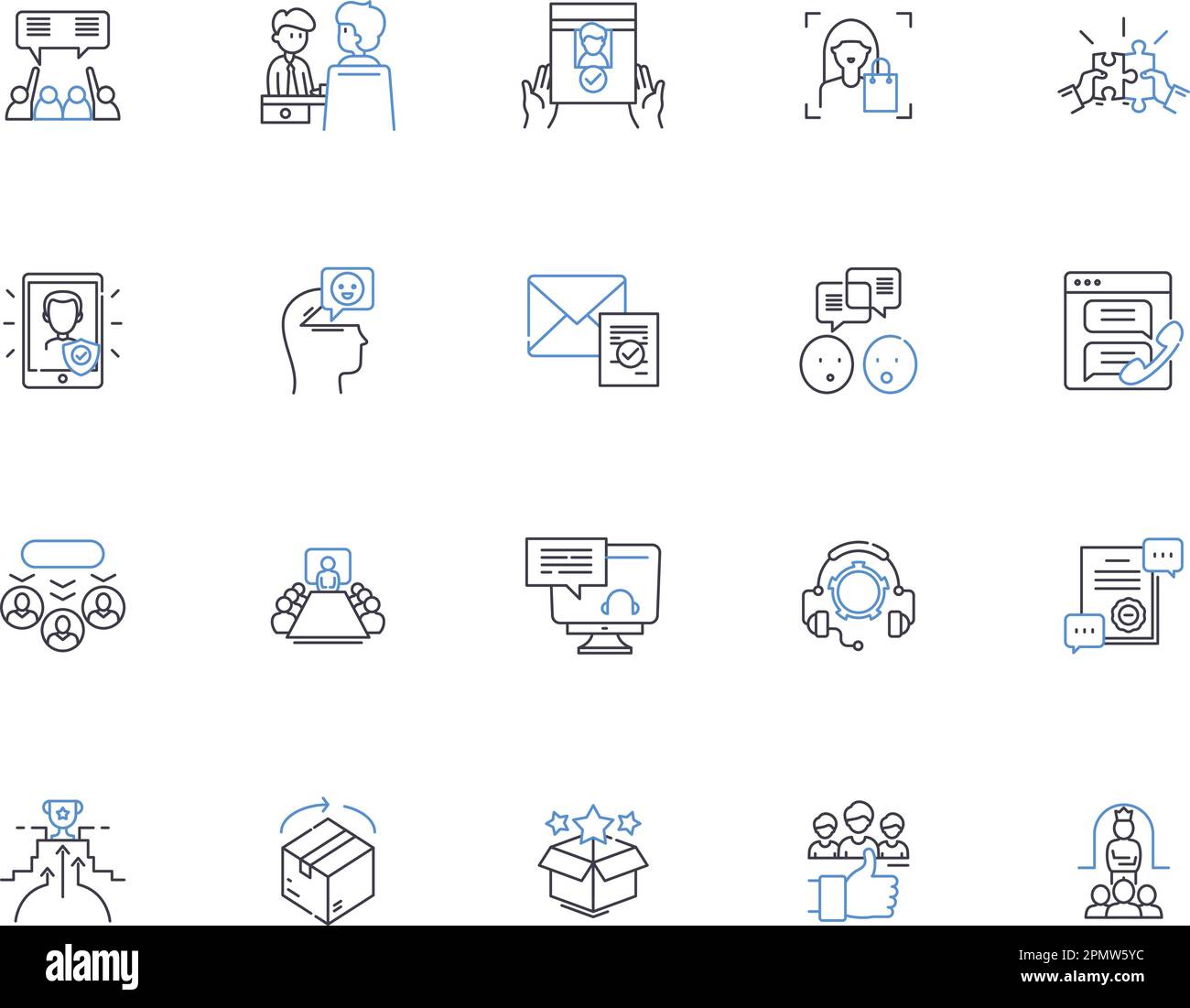 Customer Support Outline Icons Collection Customer Support Help Assistance Service