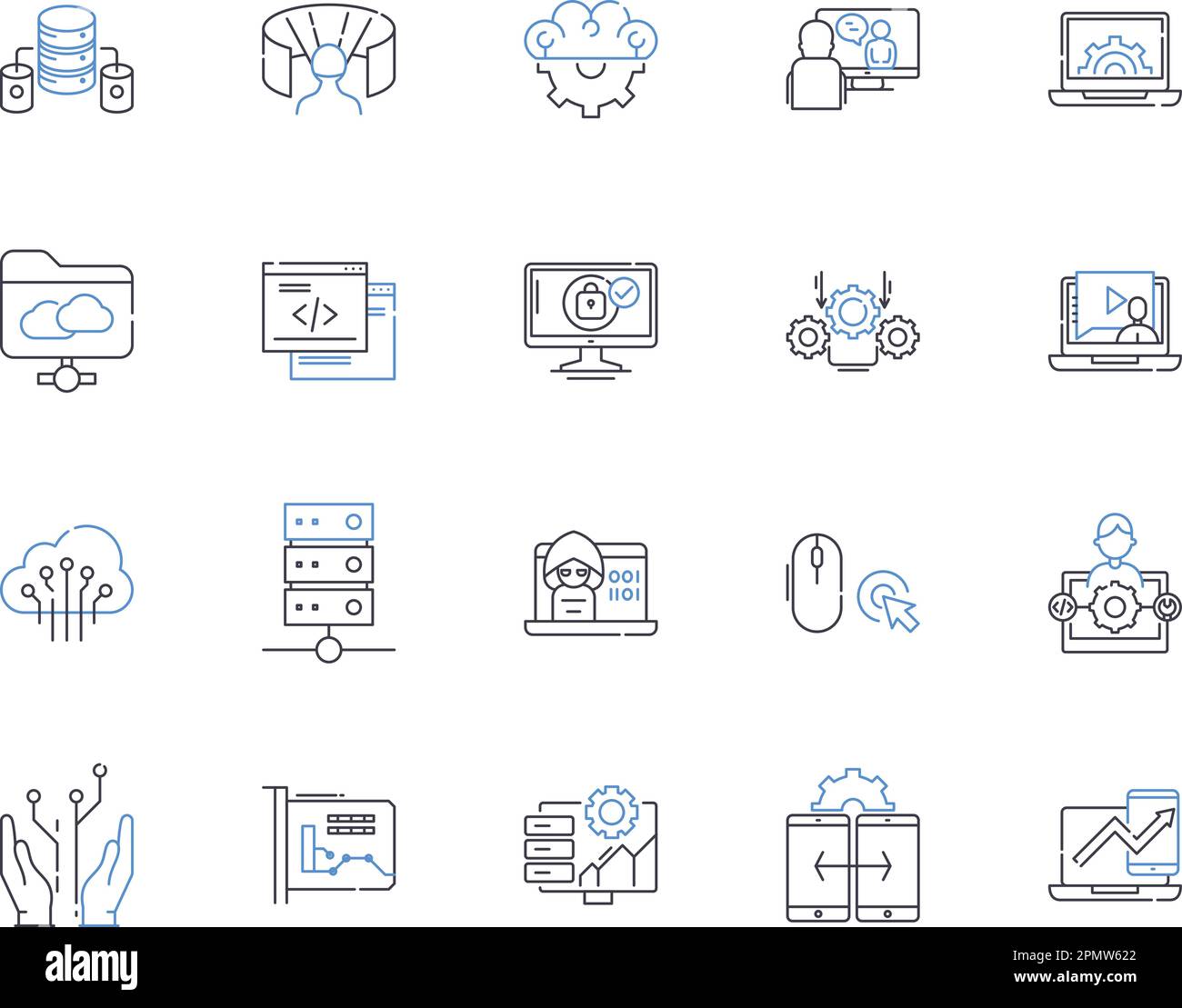 Website and computer outline icons collection. website, computer ...