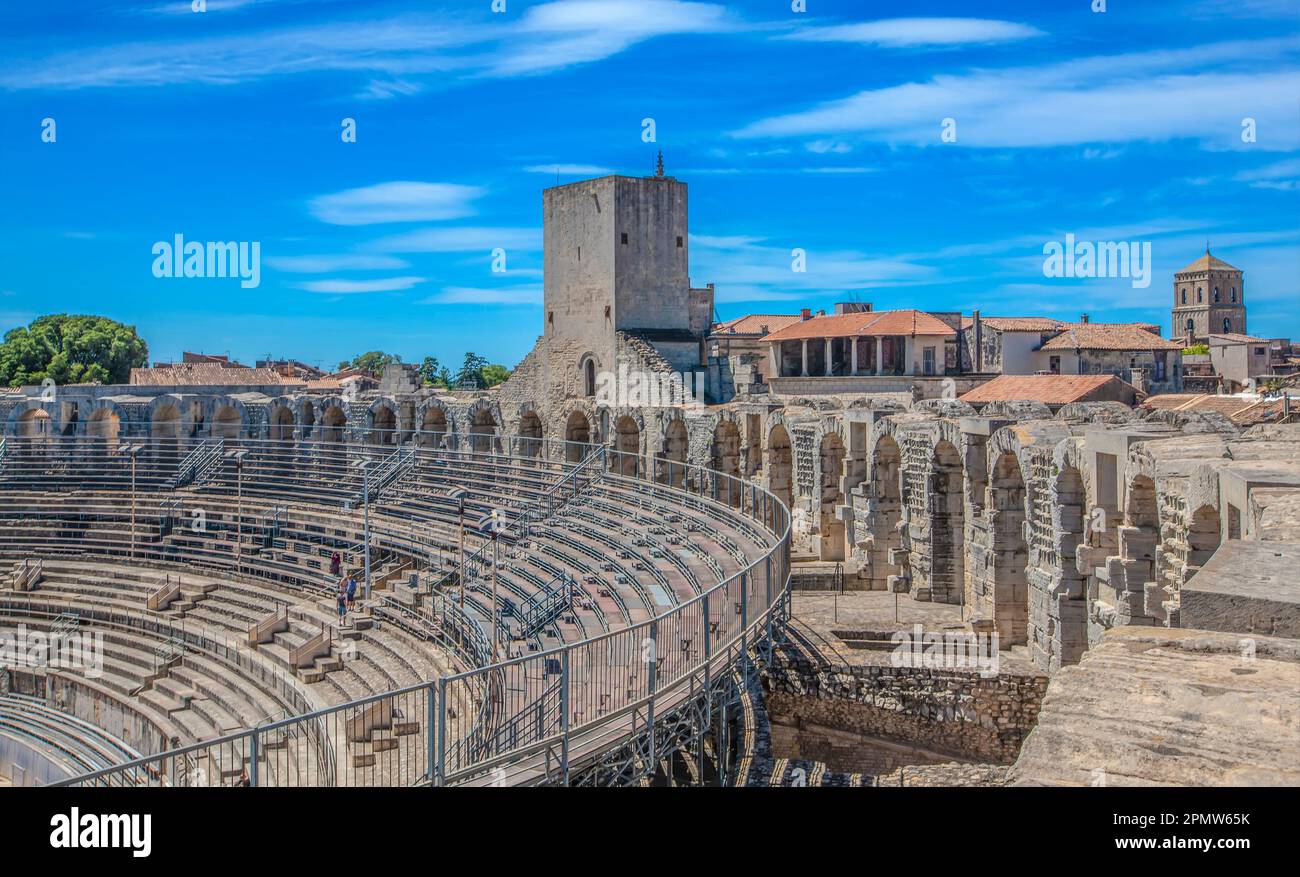 Ancient roman restored stadium in Arles, France, Provence Stock Photo ...