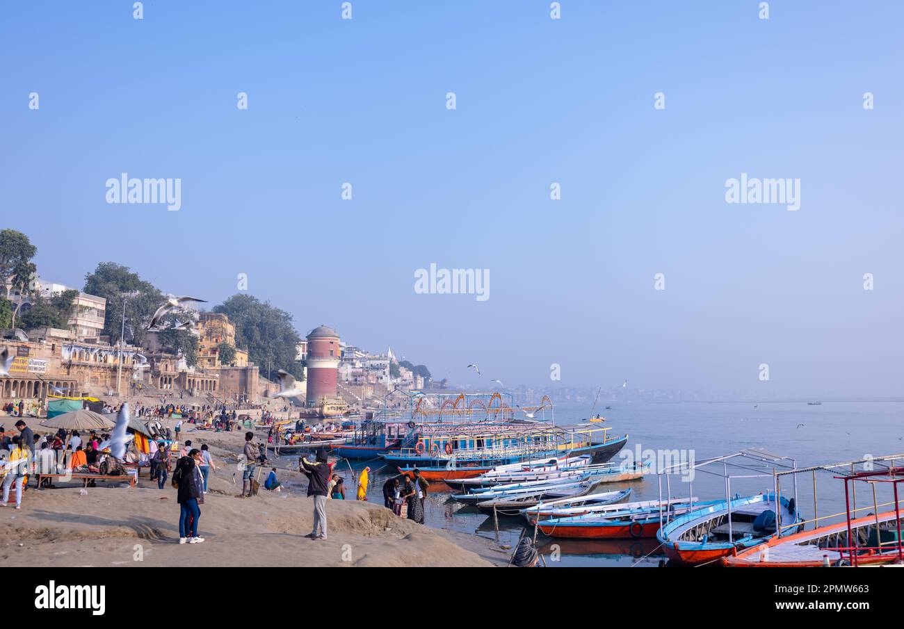 Architecture of ancient building, Historic Varanasi city with ancient ...