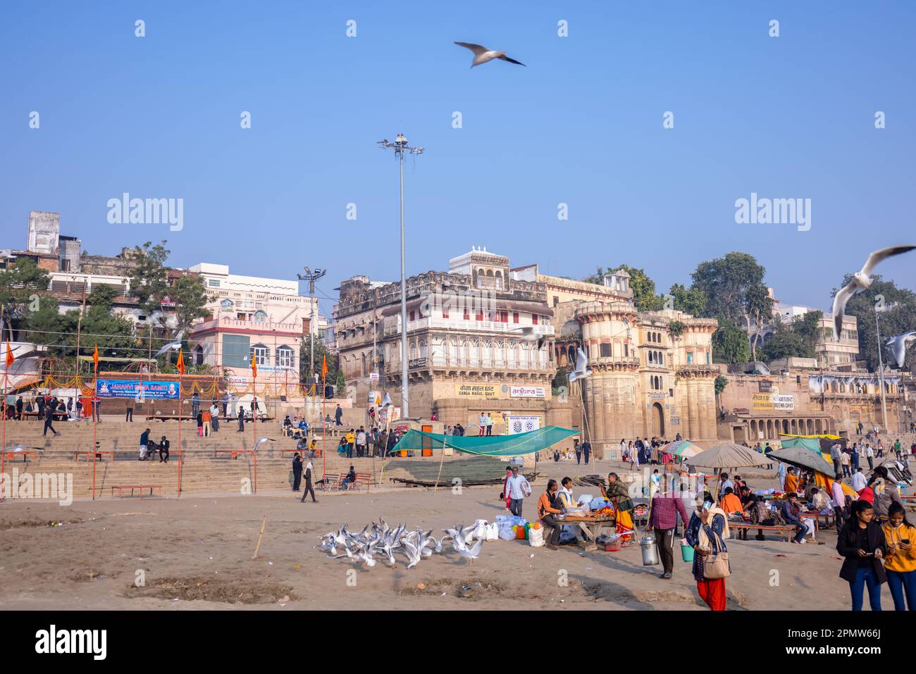 Architecture of ancient building, Historic Varanasi city with ancient ...