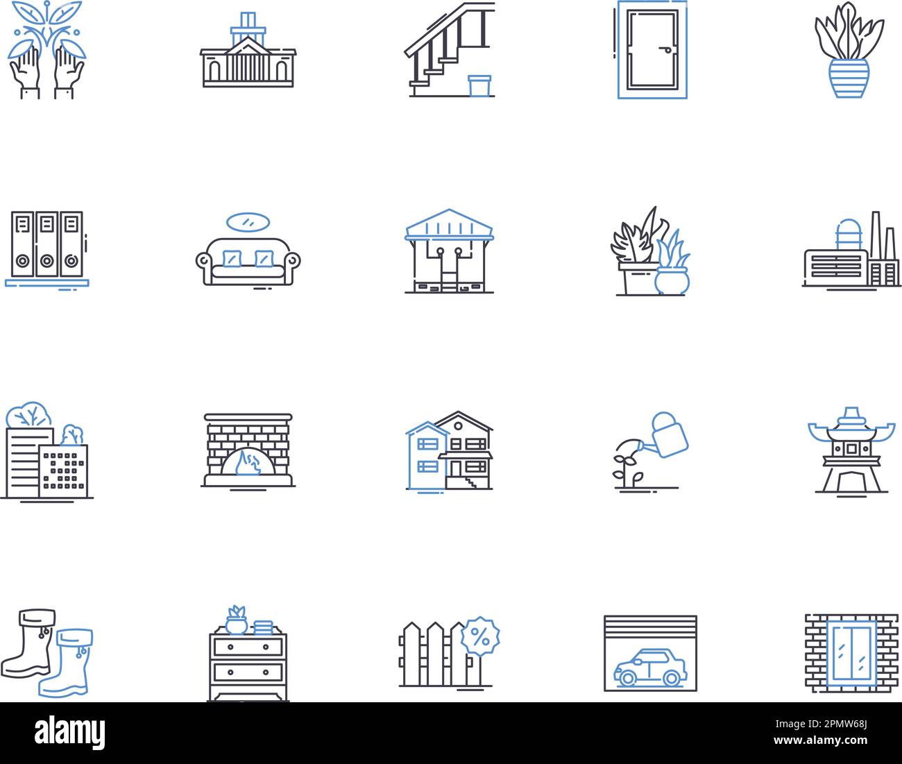 Construction project outline icons collection. building, infrastructure ...