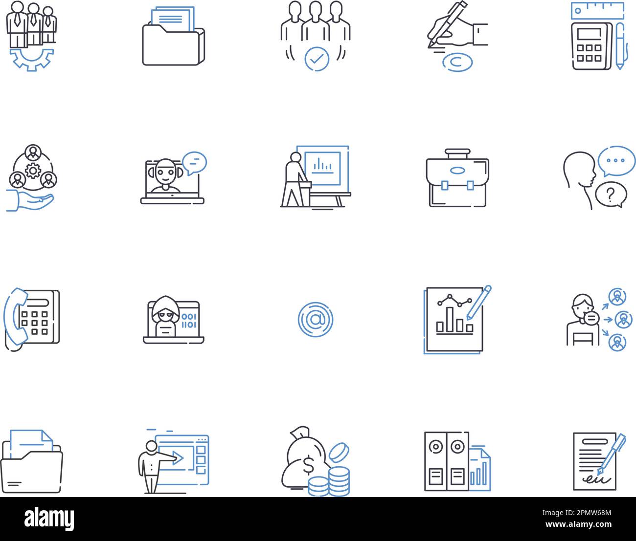 Connecting business outline icons collection. Networking, Linking ...