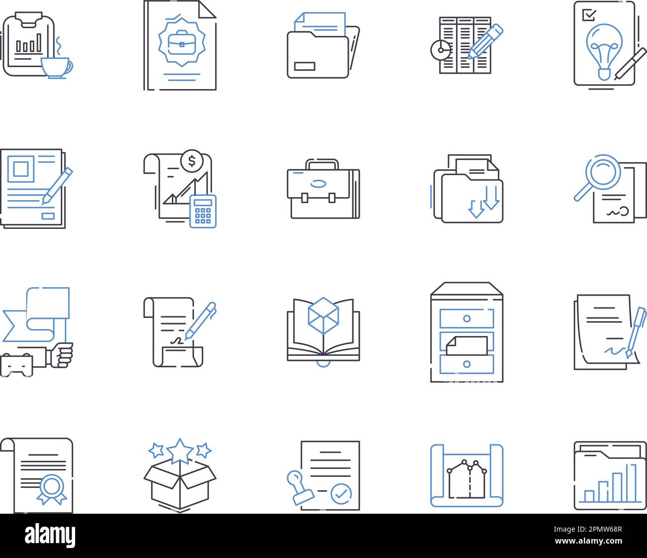 Business files and folders outline icons collection. file, folder ... Business files and folders outline icons collection. file, folder ...