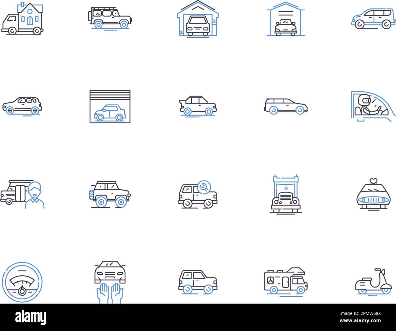 Cars outline icons collection. Vehicle, Automobile, Motor, Auto, Sedan, SUV, Truck vector and ...