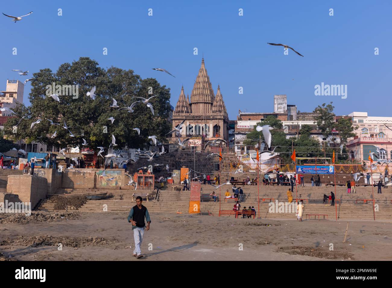 Architecture of ancient building, Historic Varanasi city with ancient ...