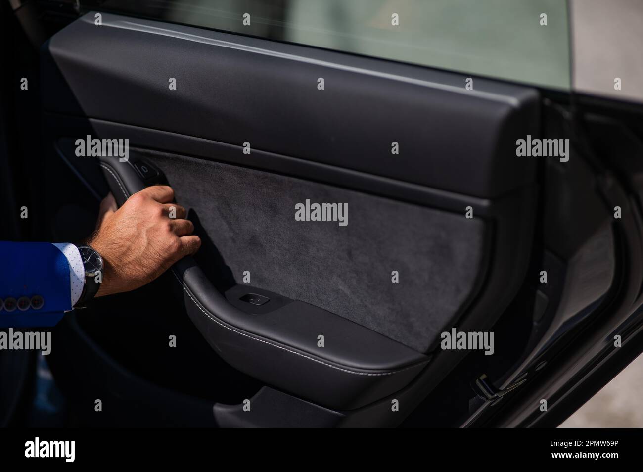 Driver coming car opens door hi-res stock photography and images - Alamy