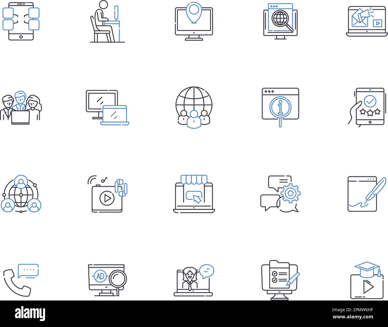 Social media outline icons collection. Social, Media, Networking ...