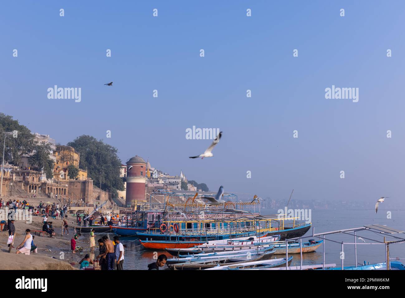 Architecture of ancient building, Historic Varanasi city with ancient ...