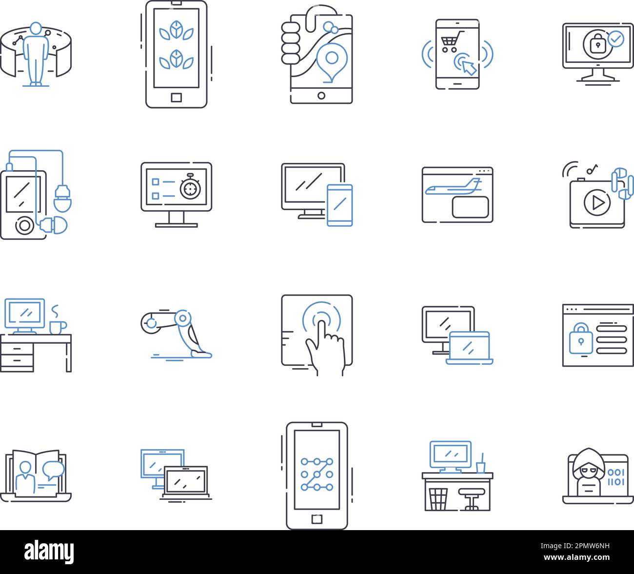 Internet and science outline icons collection. internet, science ...