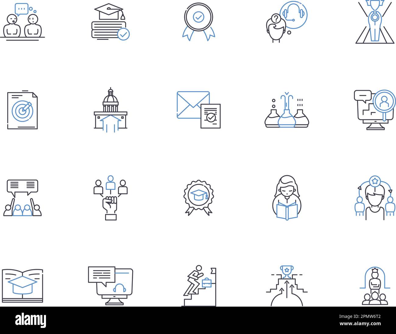 Education outline icons collection. learning, knowledge, enlightenment ...
