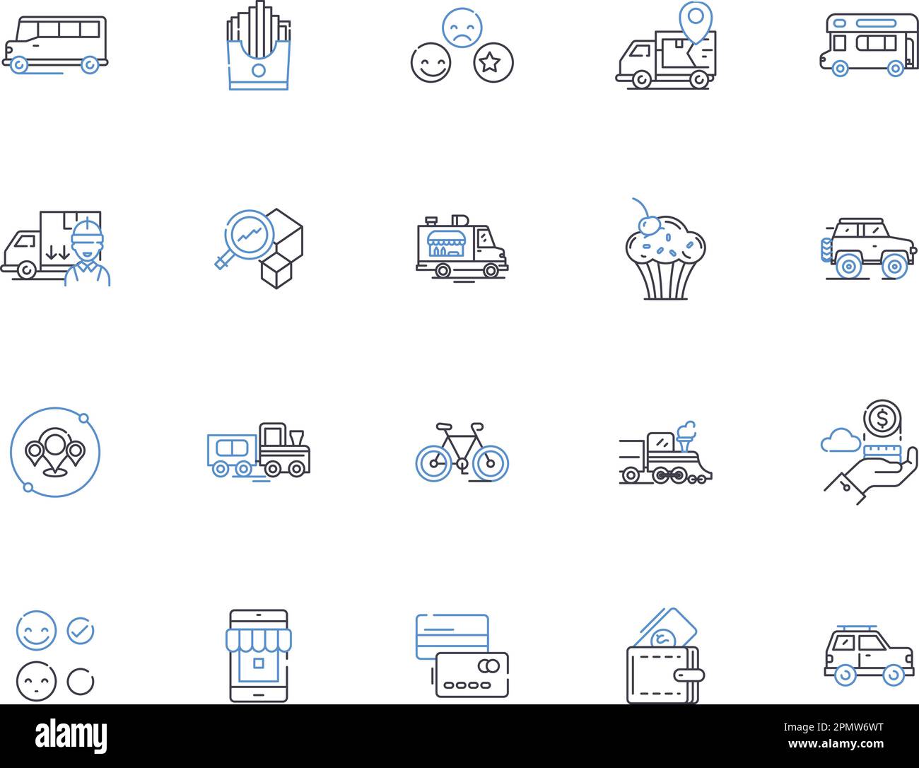 Warehouse management outline icons collection. Warehousing, Inventory ...