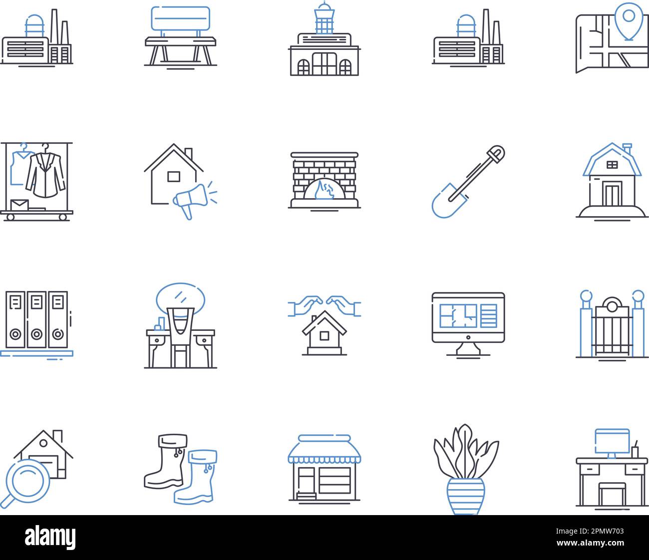 Architecture Design Outline Icons Collection Design Architecture