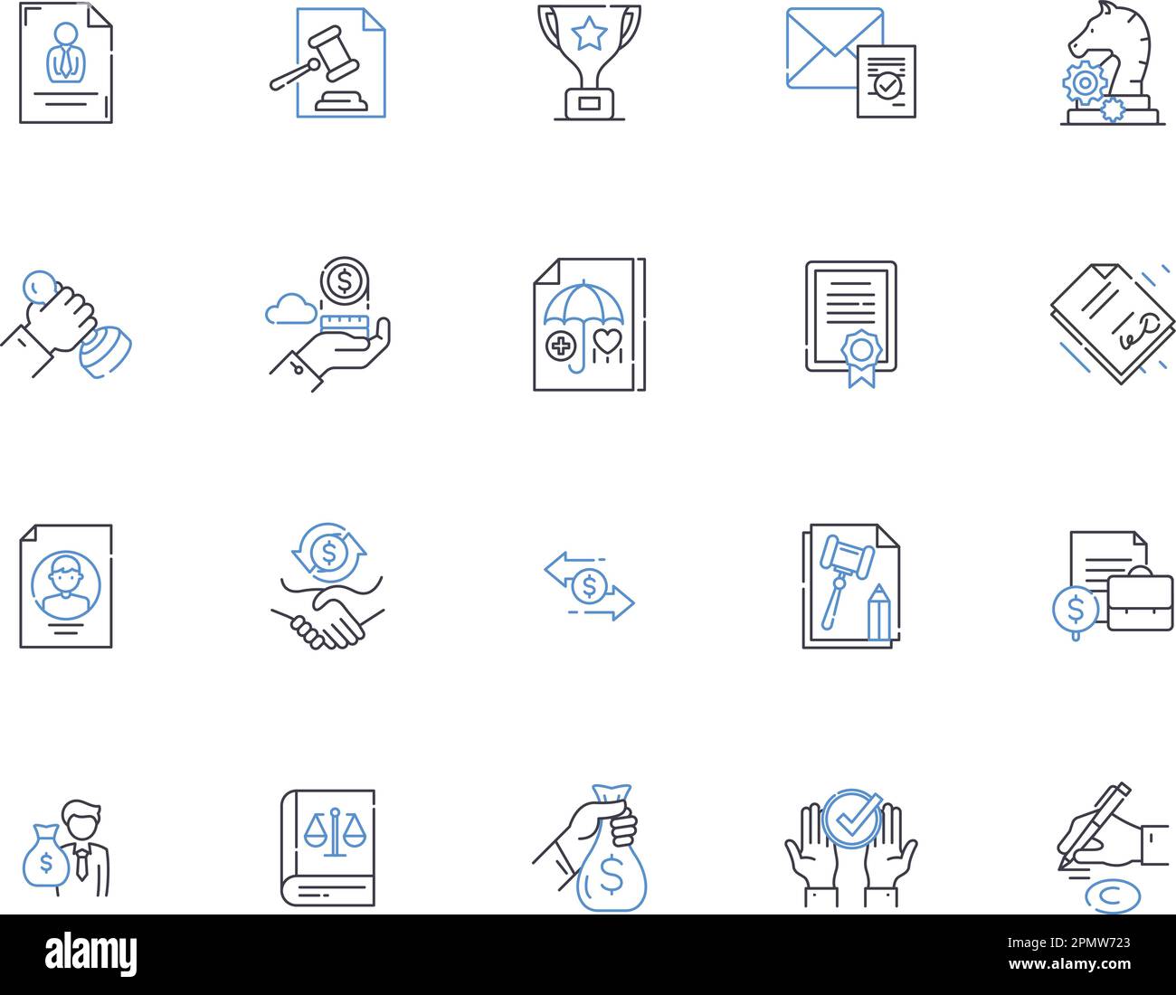 Legal outline icons collection. Law, Court, Rights, Contract, Attorney ...
