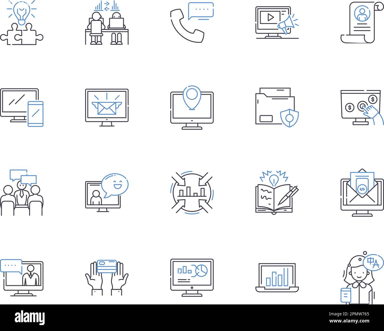 Working business outline icons collection. Operations, Entrepreneur ...