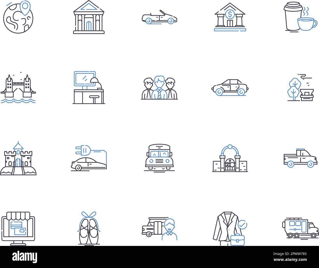 City outline icons collection. Town, Metropolis, Urban, Municipality ...