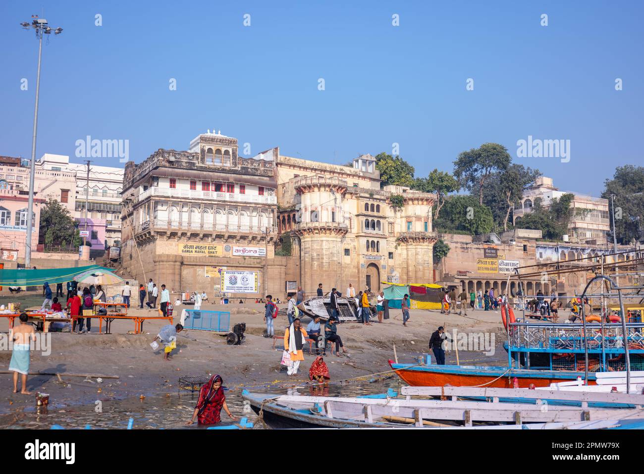 Architecture of ancient building, Historic Varanasi city with ancient ...