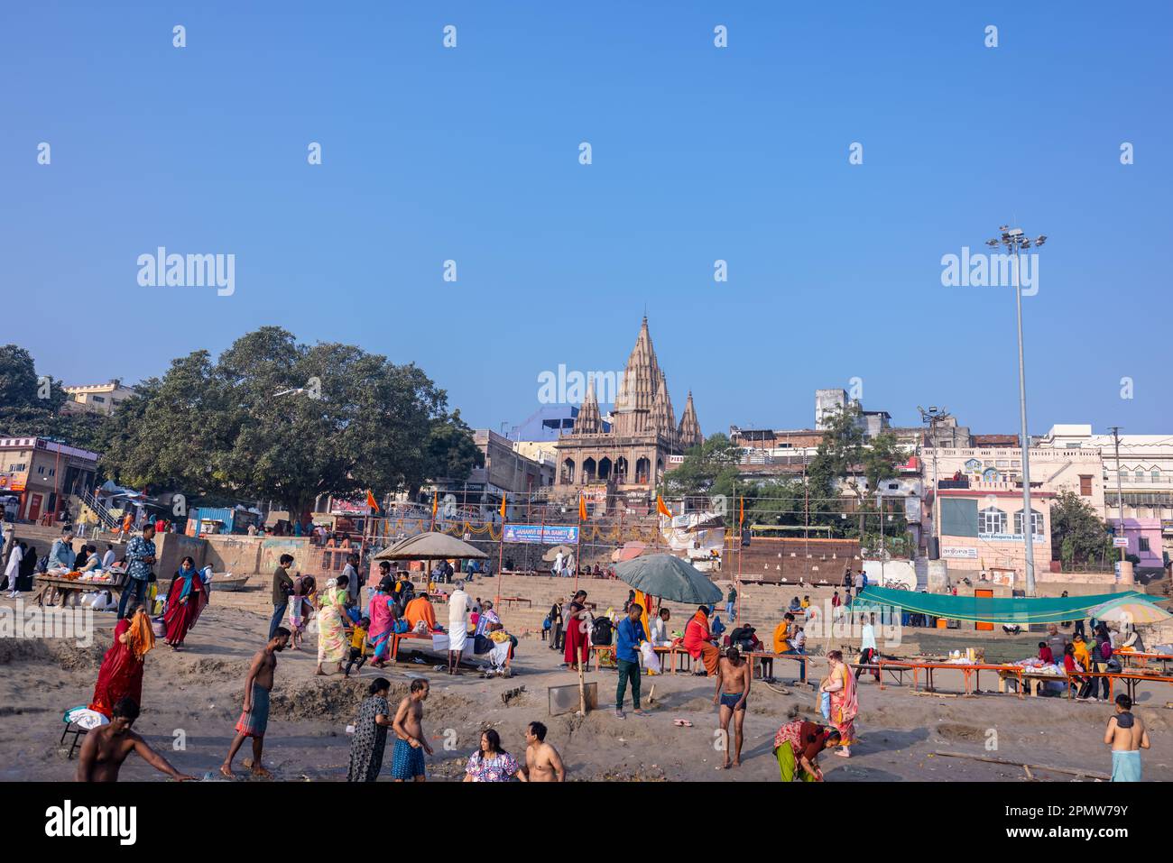 Architecture of ancient building, Historic Varanasi city with ancient ...
