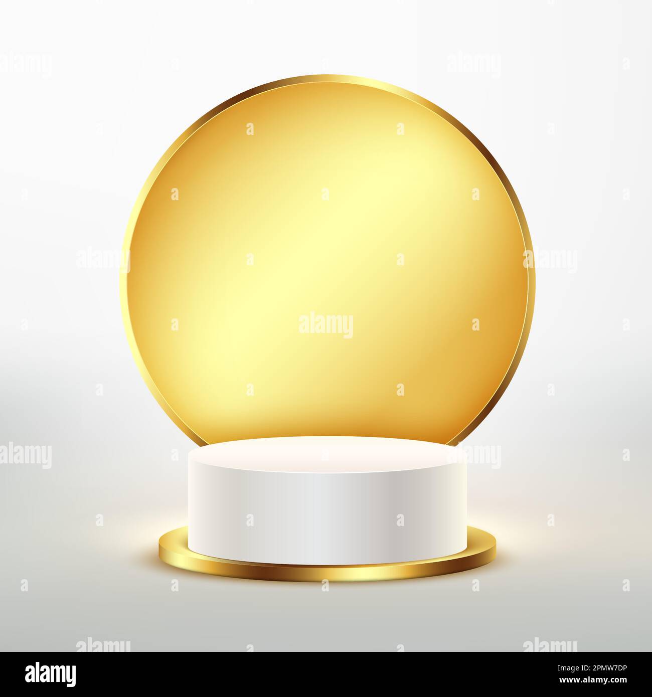 White podium on gold. Minimal scene with golden circle background ...
