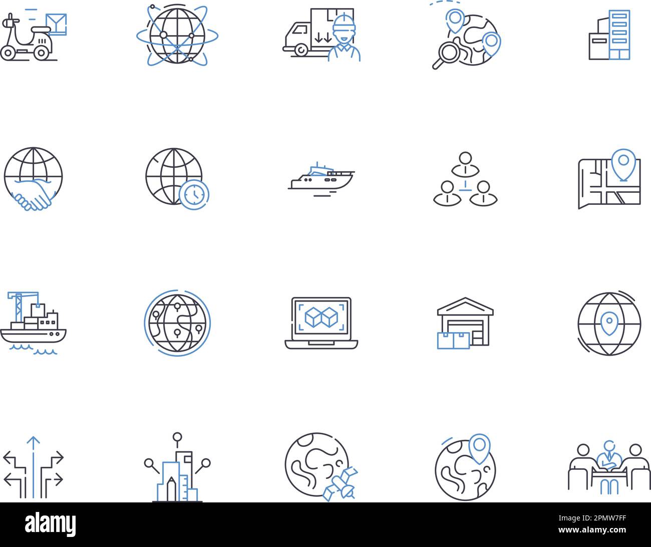 Distribution outline icons collection. Distribution, Spread, Allocation ...
