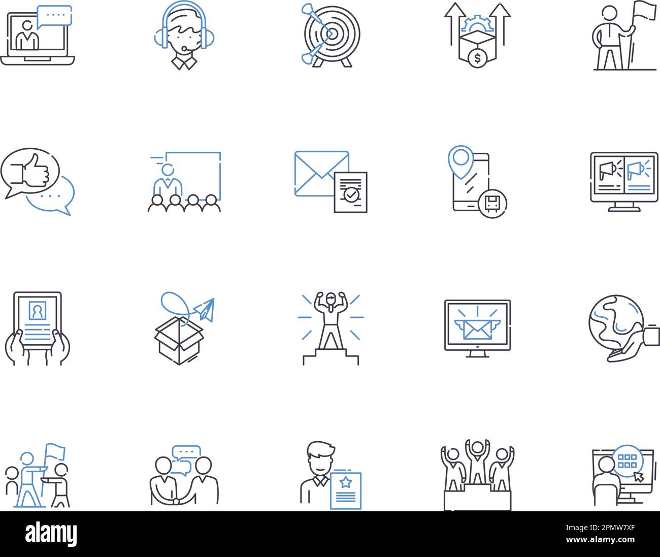 Promotion outline icons collection. Advertising, Marketing, Branding ...