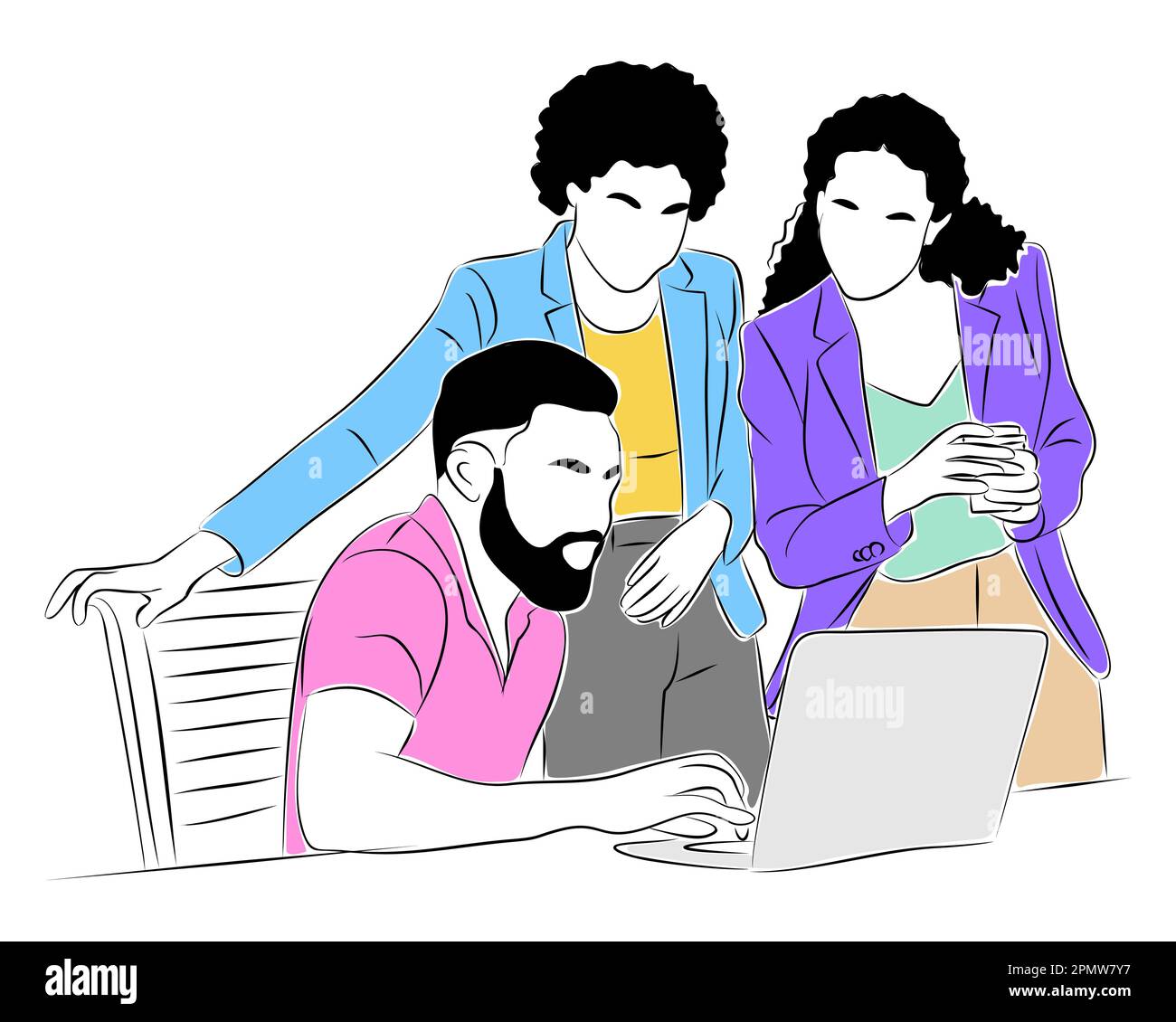 Business men and women working together vector Stock Vector Image & Art ...