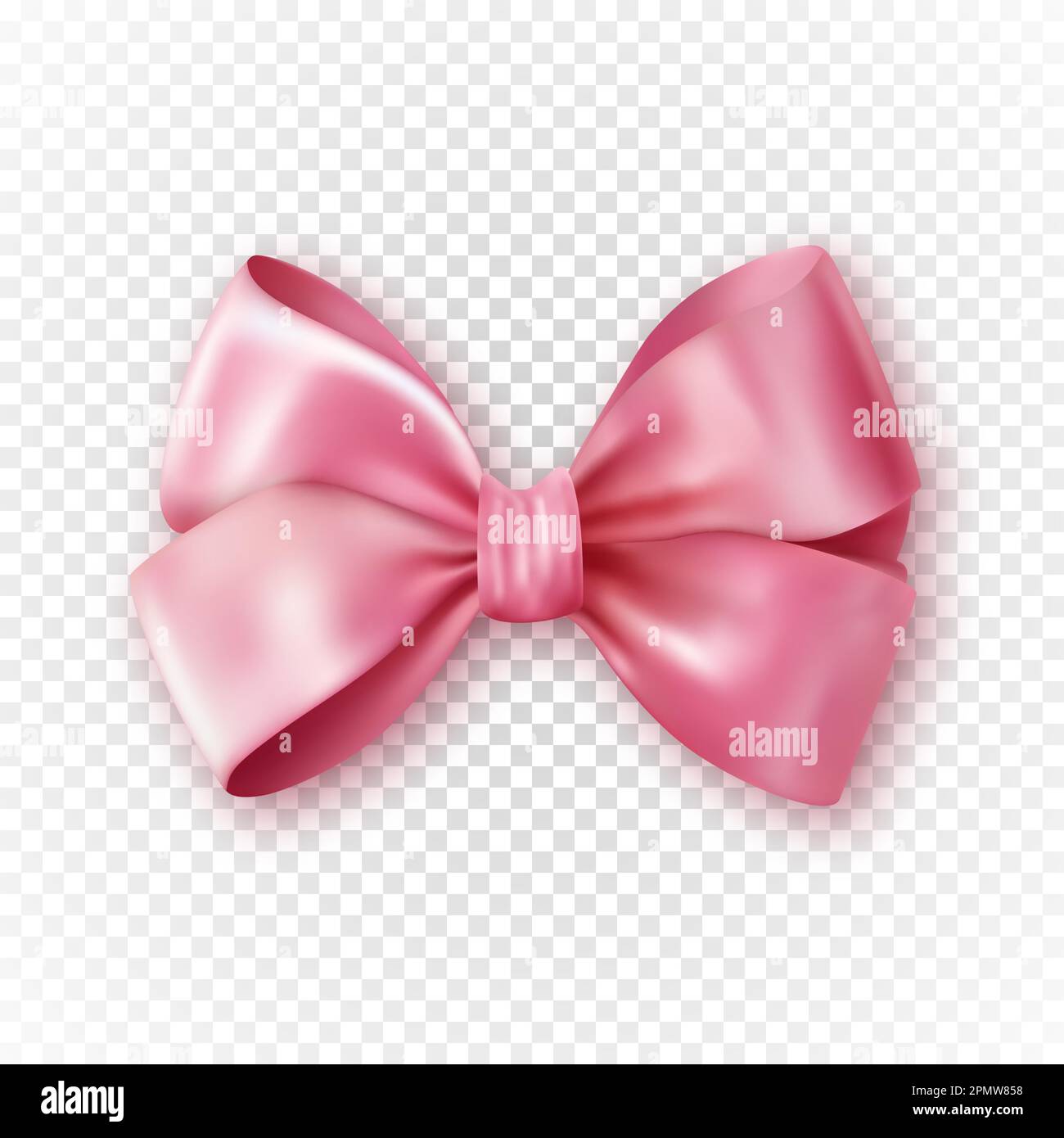 Pink satin bow, realistic vector element for postcard, invitation Stock ...