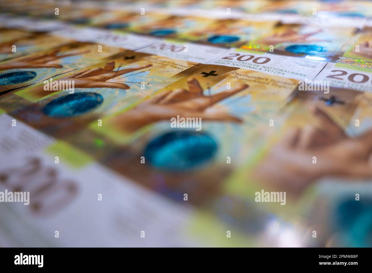 Swiss Francs of 200 (Two Hundred) Banknotes in Switzerland Stock Photo ...