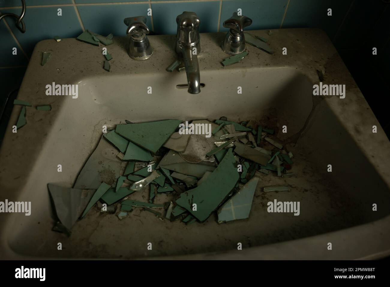 Abandoned House in Bathroom with Broken Mirror in Sink in Switzerland ...