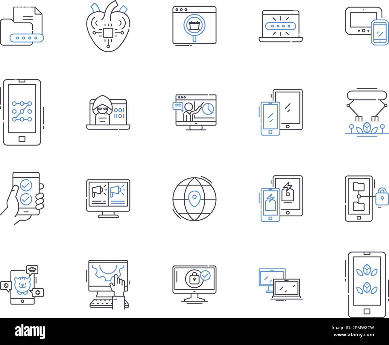 Internet and gadjets outline icons collection. Gadgets, Internet ...