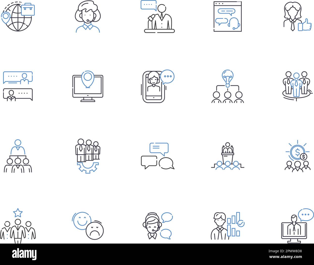Public relations agency outline icons collection. Public, Relations ...