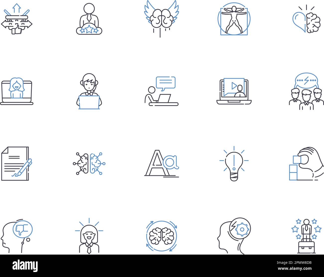 Mindset outline icons collection. Mental attitude, Outlook, Perspective ...