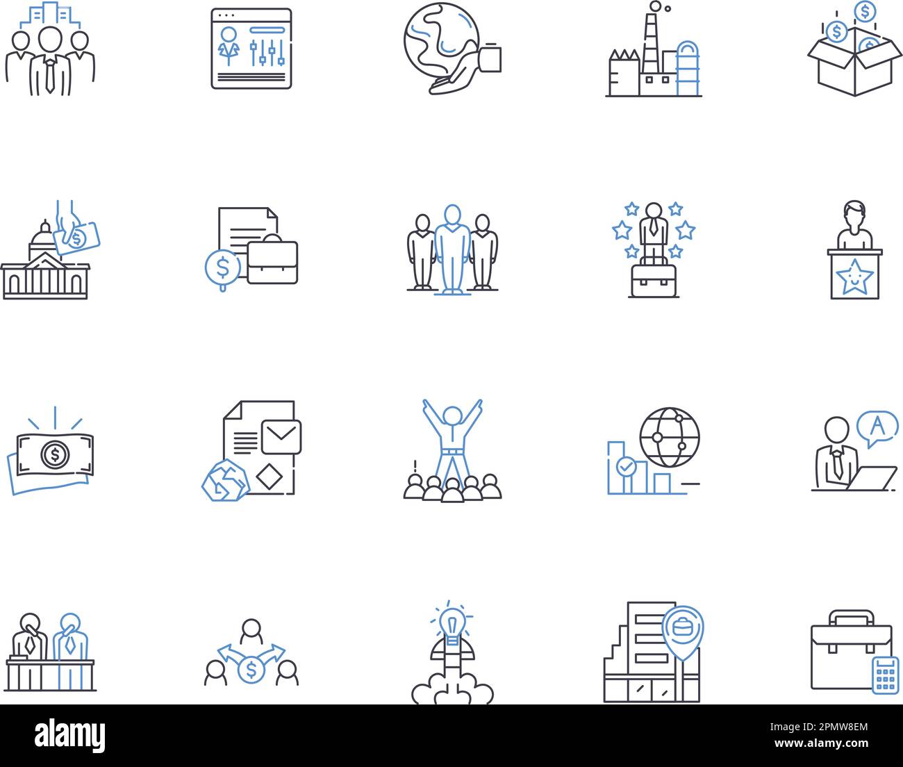 Global business outline icons collection. International, Commerce ...