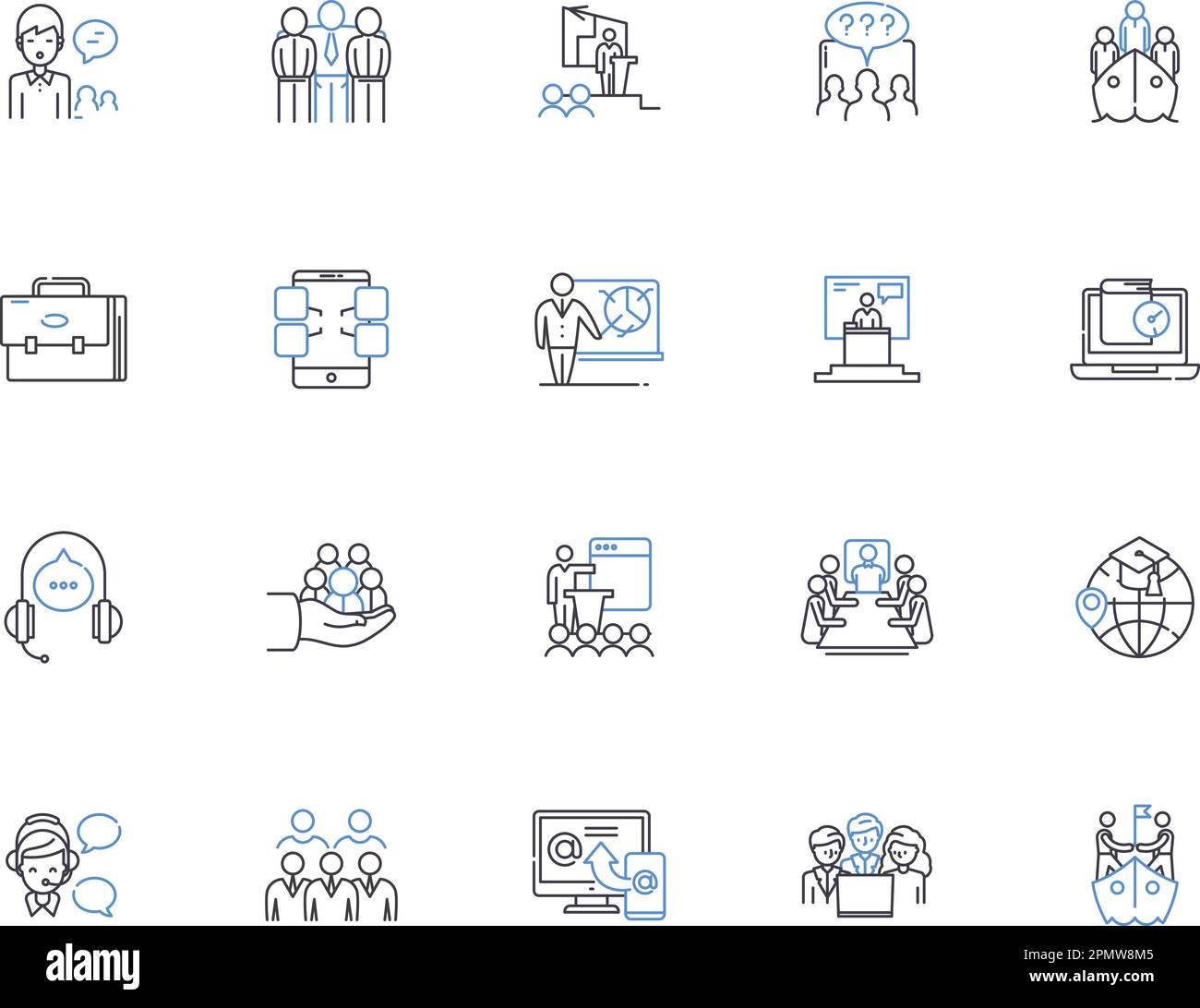 Teaching Line Icons Collection Tutor Instruct Educate Guide Coach Direct Lecture Vector