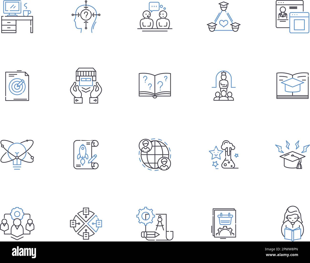 Education ceneter outline icons collection. Education, Center, Learning, Tutoring, Academy ...