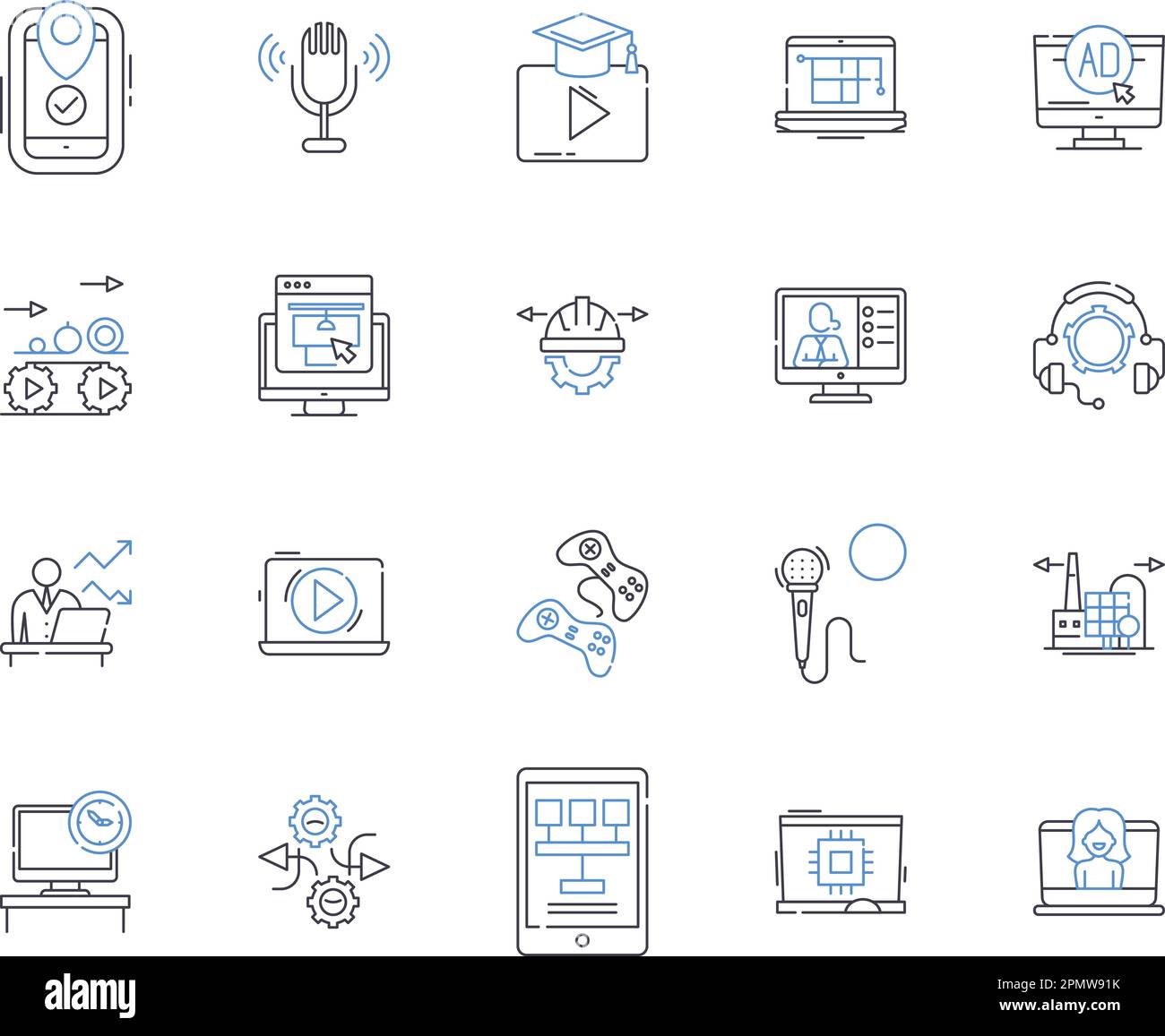 automotive technology outline icons collection. Automotive, Technology ...