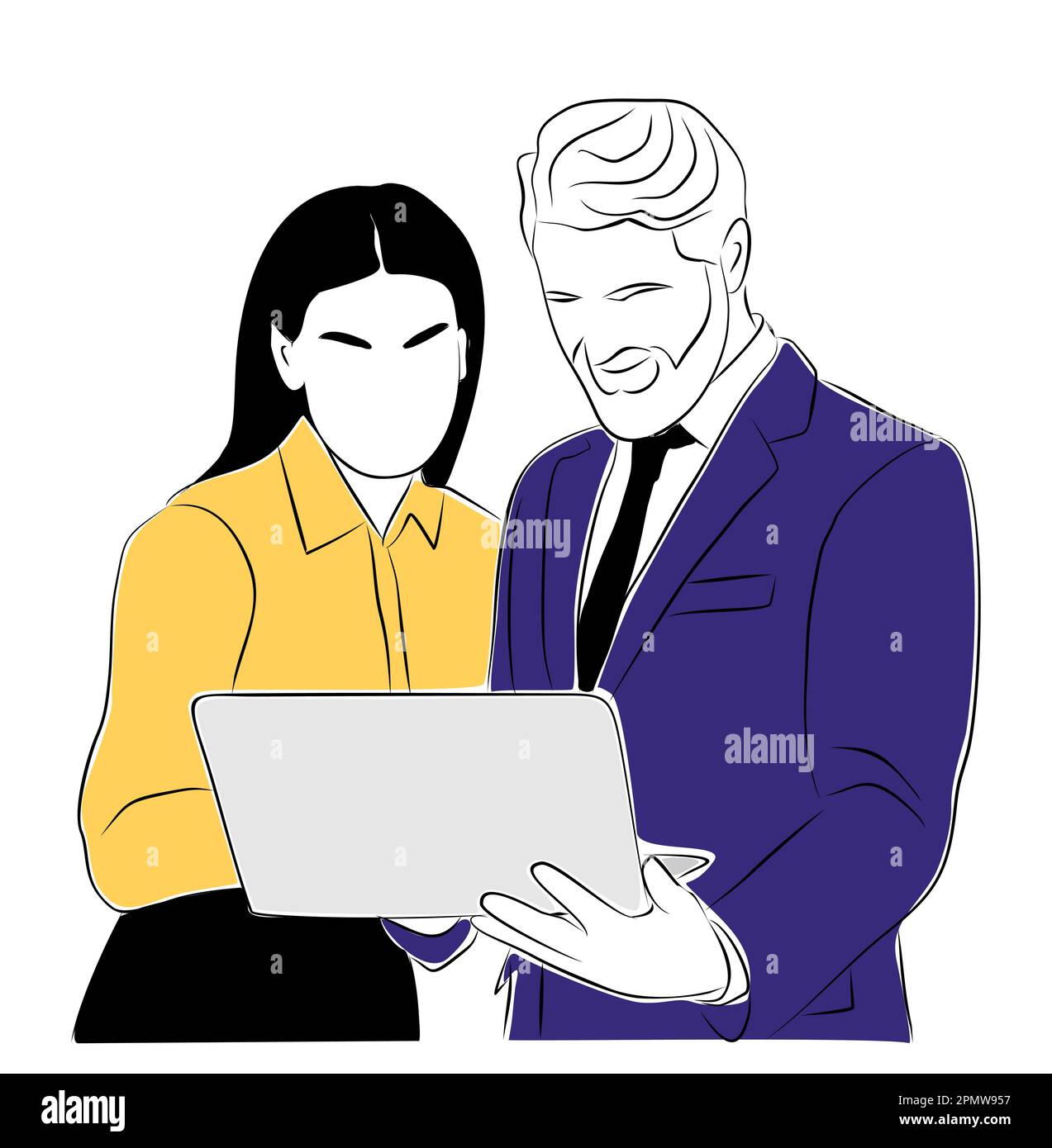 Business man and woman working together vector Stock Vector Image & Art ...