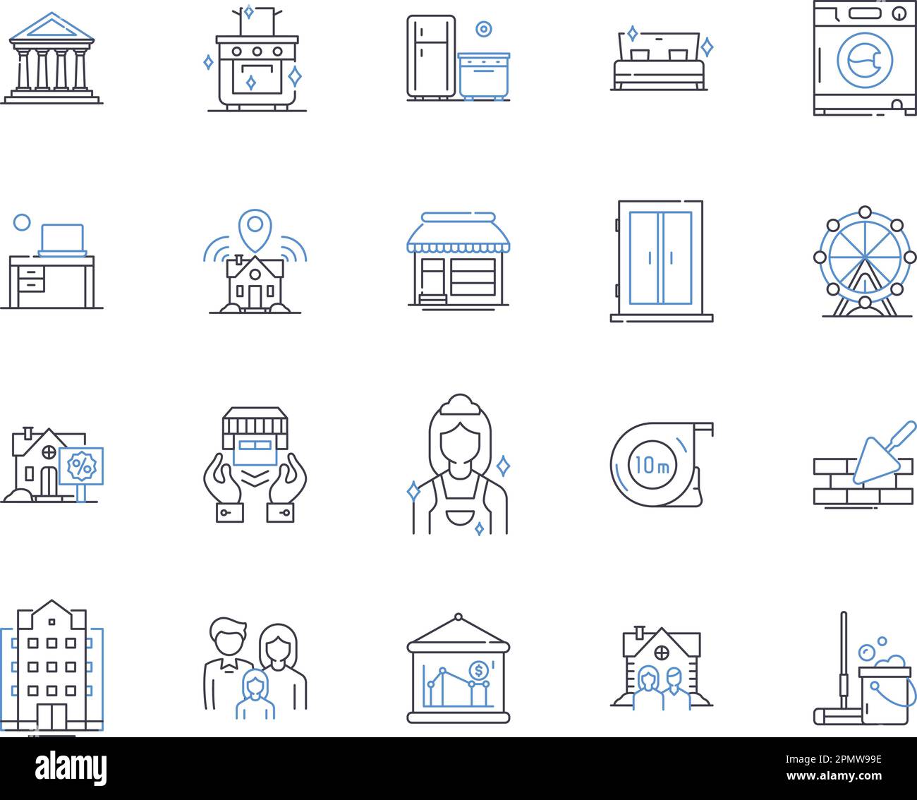 Housekeeping outline icons collection. cleaning, laundry, dusting ...