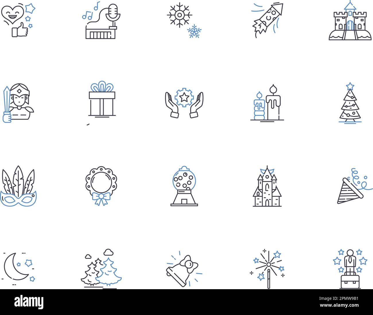 Holidays outline icons collection. Vacation, Festive, Trip, Celebration ...