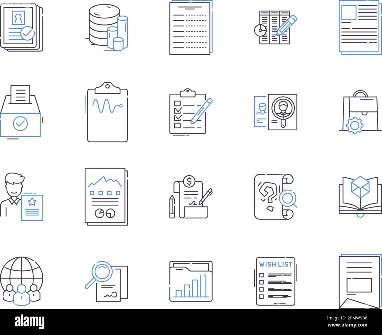 Document Management Outline Icons Collection Document Management System Records Scanning