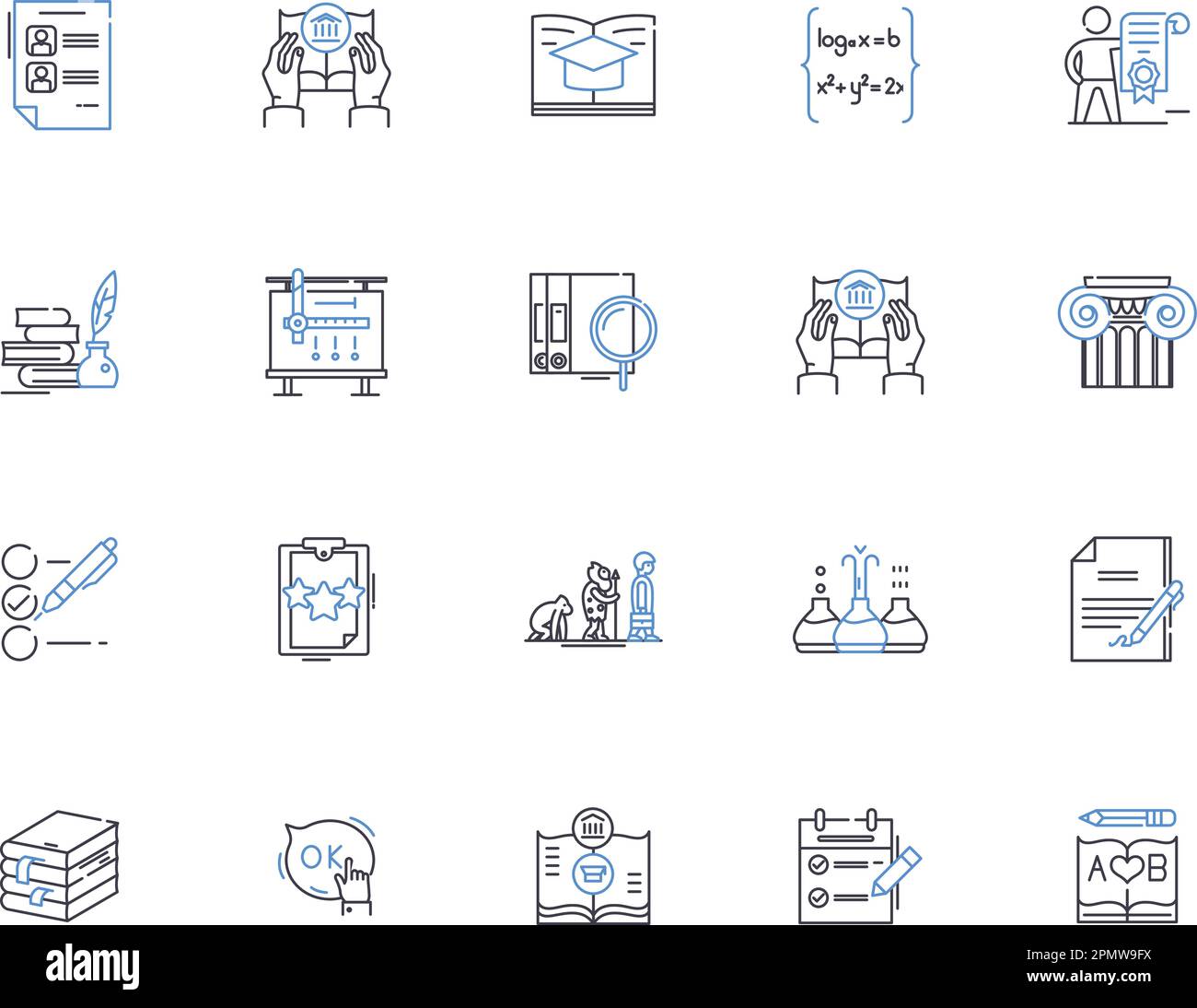 Knowledge outline icons collection. Education, Information ...