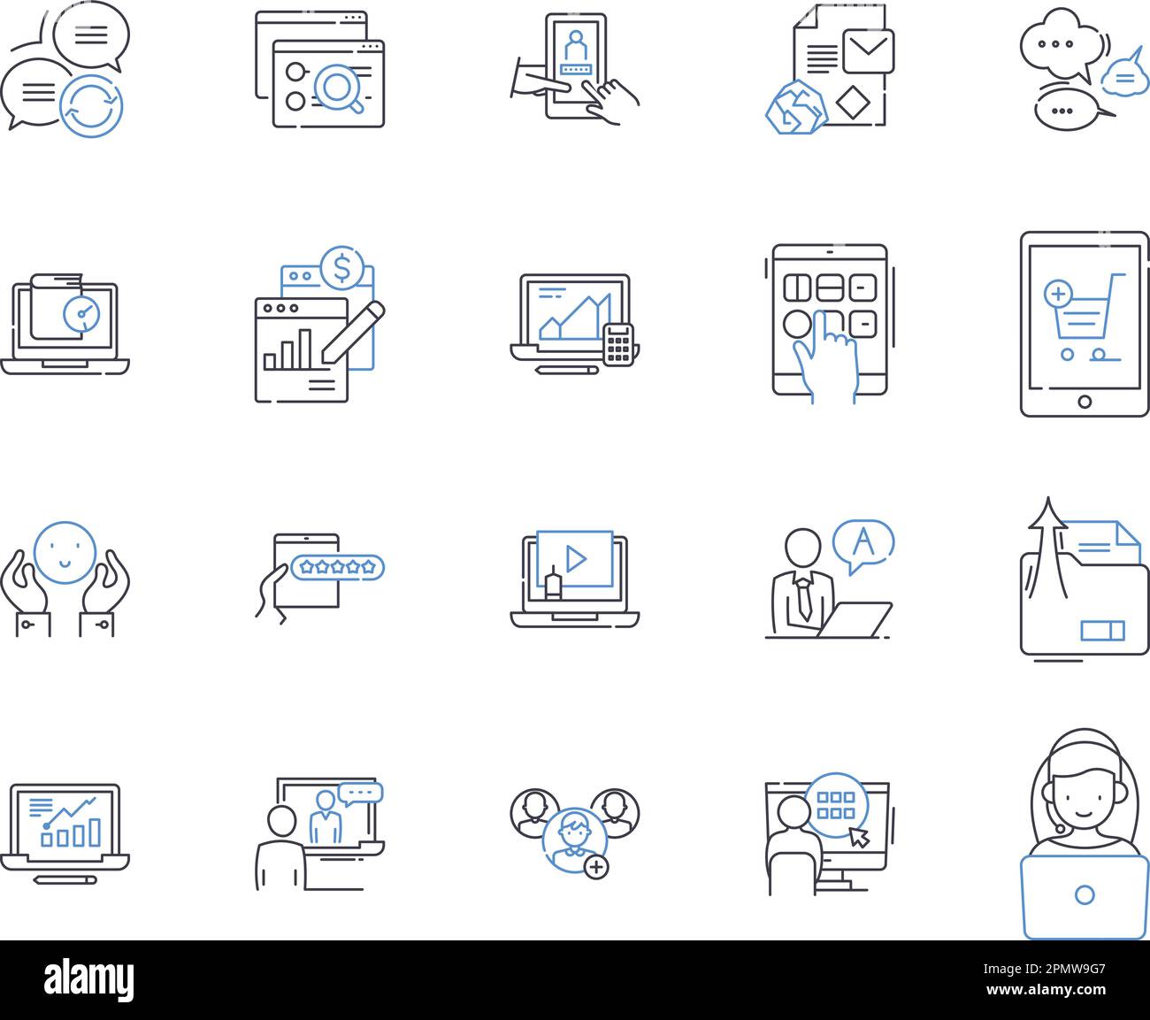Digital content outline icons collection. Digital, Content, Online ...