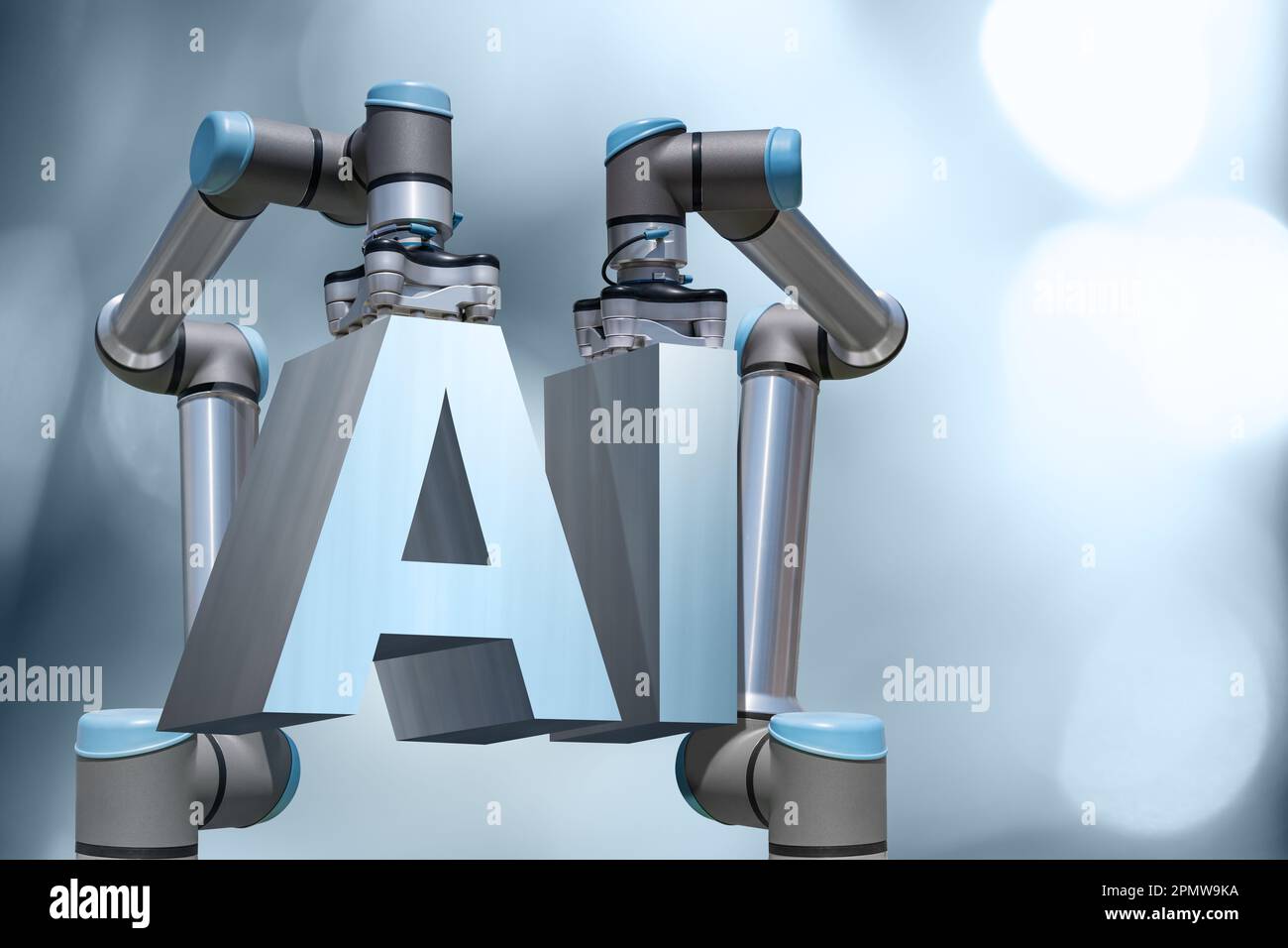 Robots assemble the AI - symbol of artificial intelligence Stock Photo ...