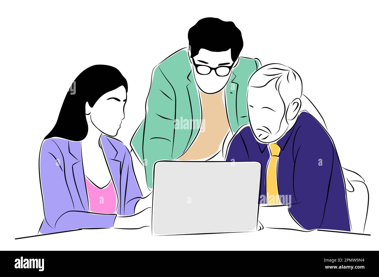 Business men and women working together vector Stock Vector Image & Art ...