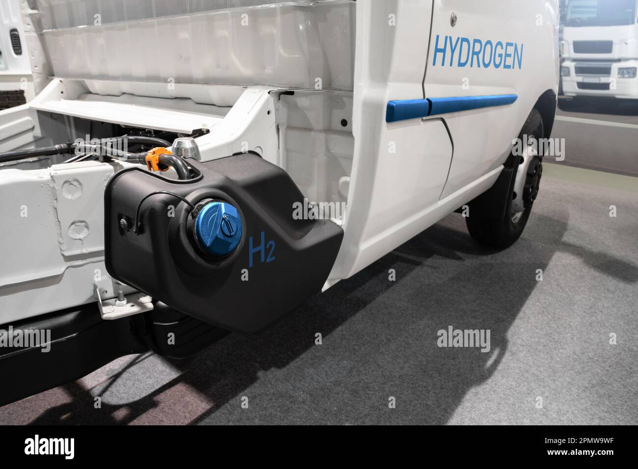 Hydrogen fuel cell truck. Eco-friendly commercial vehicle concept. High ...