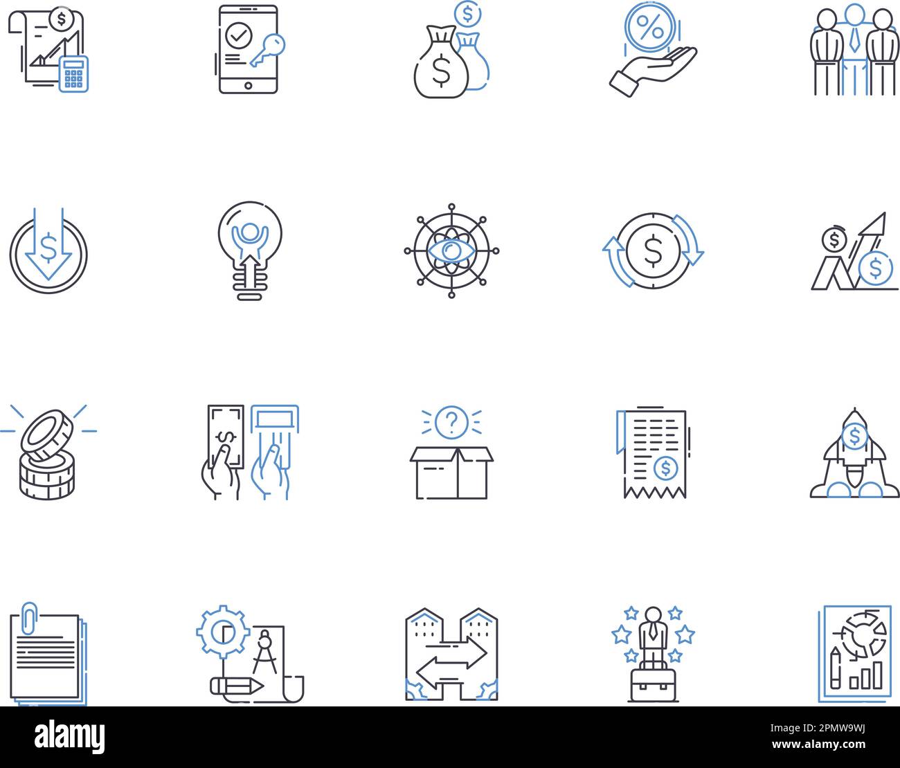 Business valuation outline icons collection. Business, Valuation ...