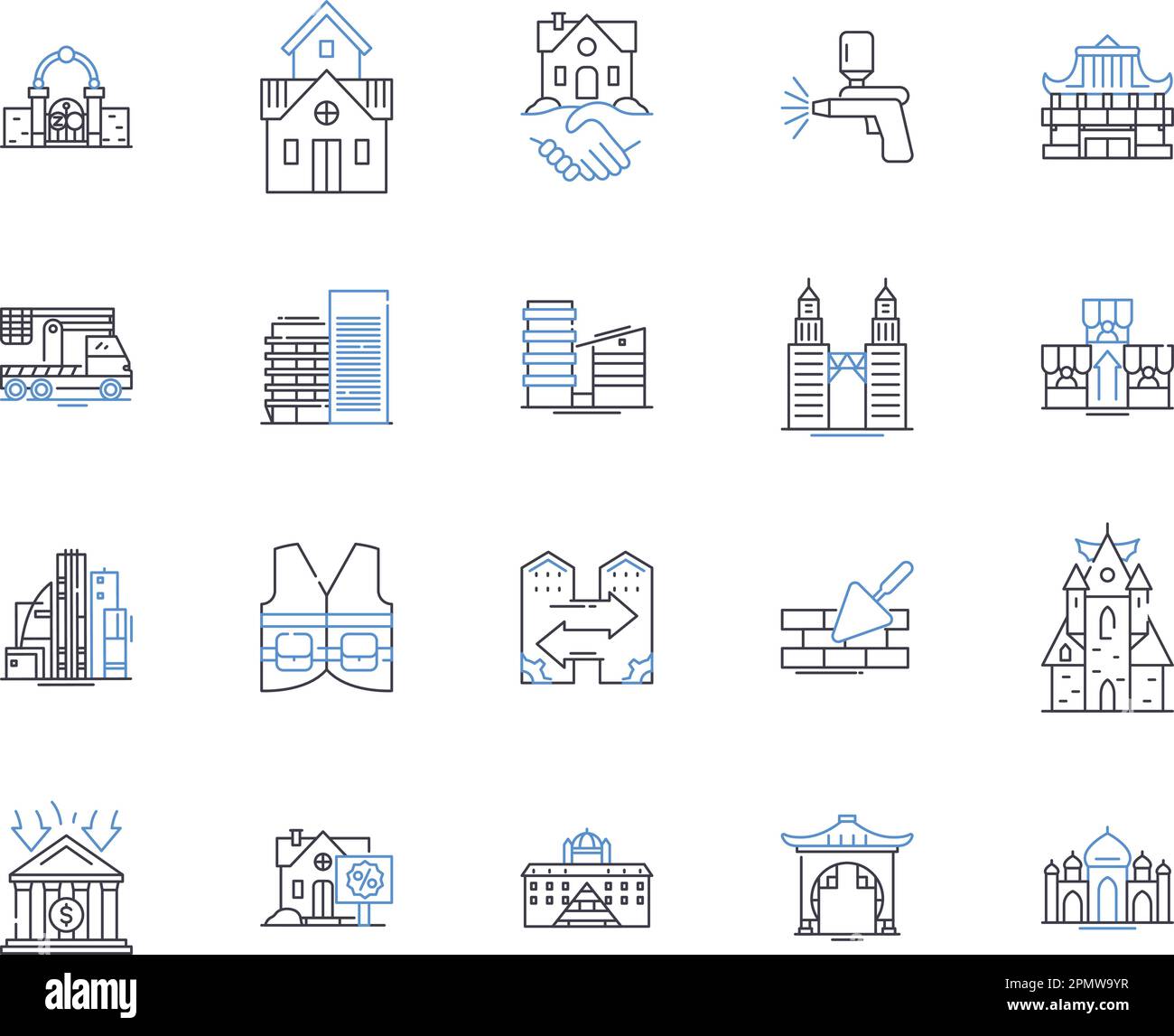 Realty and building outline icons collection. Realty, Building, Estate ... Realty and building outline icons collection. Realty, Building, Estate ...