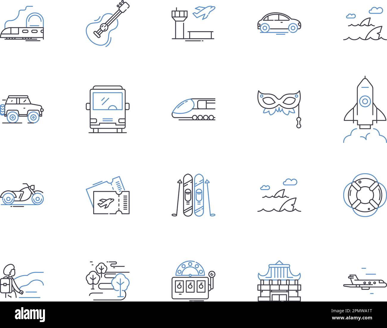 Travel and leisure outline icons collection. Vacation, Tour, Adventure ...